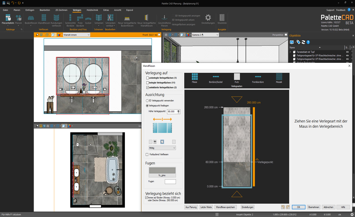 Der Fliesenplaner: Zeit sparen, präzise verlegen | Palette CAD